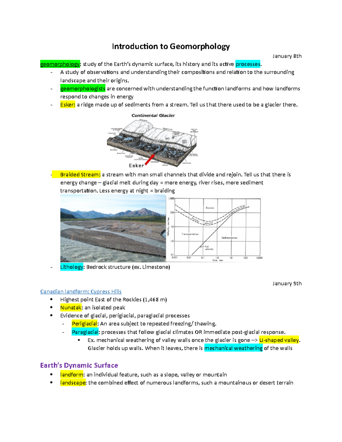 Introduction to Geomorphology Notes - Introduction to Geomorphology ...