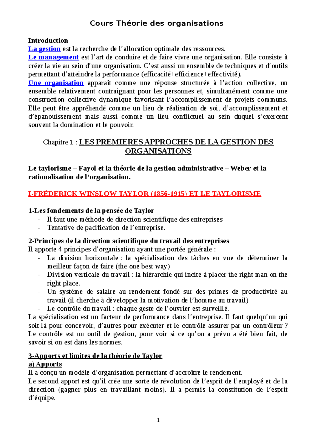 Theorie DES Organisations - Cours Théorie des organisations ...