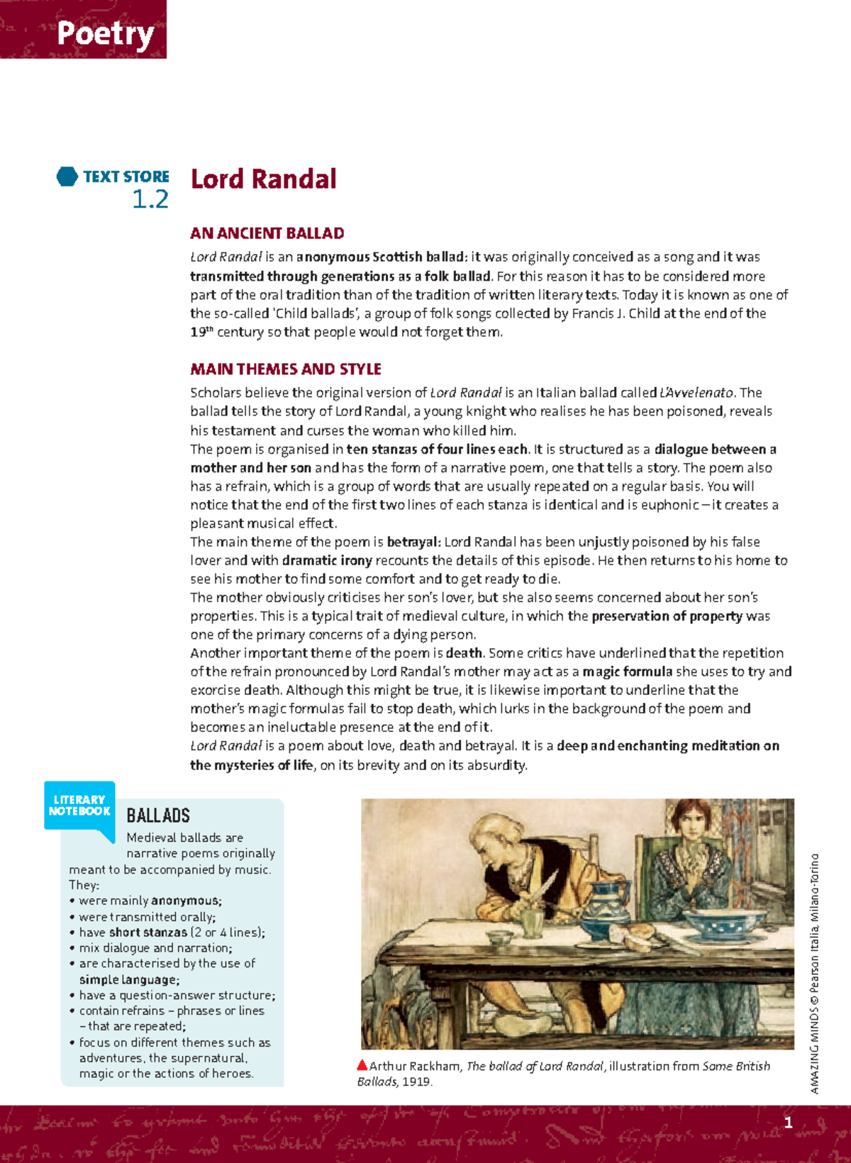 testo e spiegazione lord Randal - TEXT STORE 1. AMAZING MINDS © Pearson ...