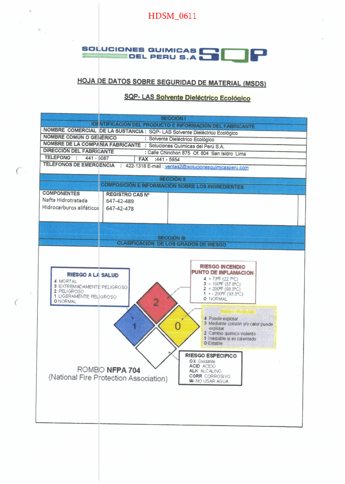 HDSM 0611 Solvente Dielectrico ( Ecologico) 04 - Electivo II - HDSM ...