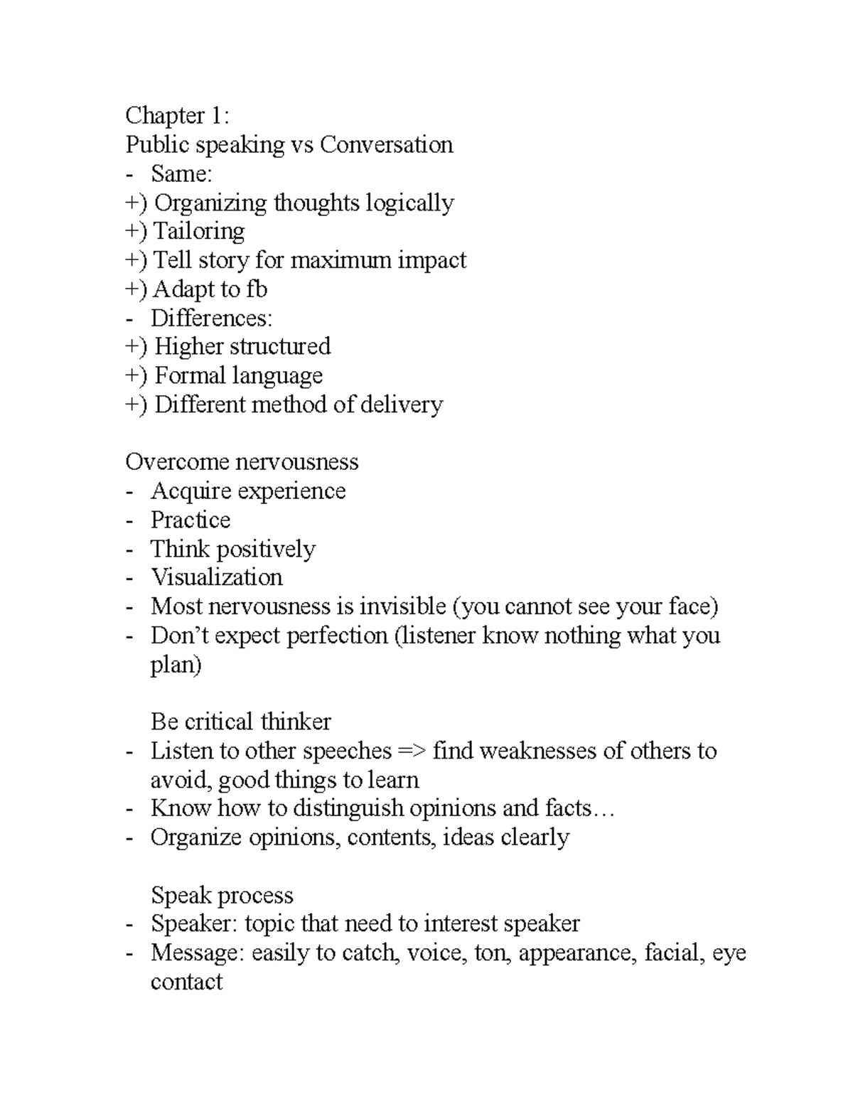 Chapter 1 - Chapter 1: Public speaking vs Conversation Same ...