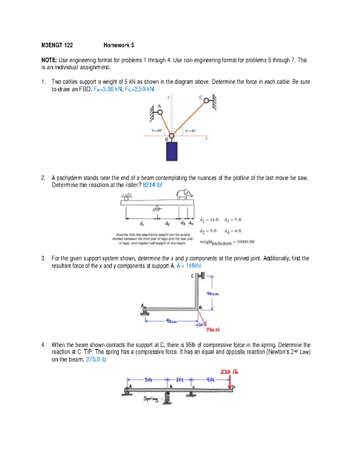 Homework 5 ENGT 122- unfinished - M3ENGT 122 Homework 5 NOTE: Use ...