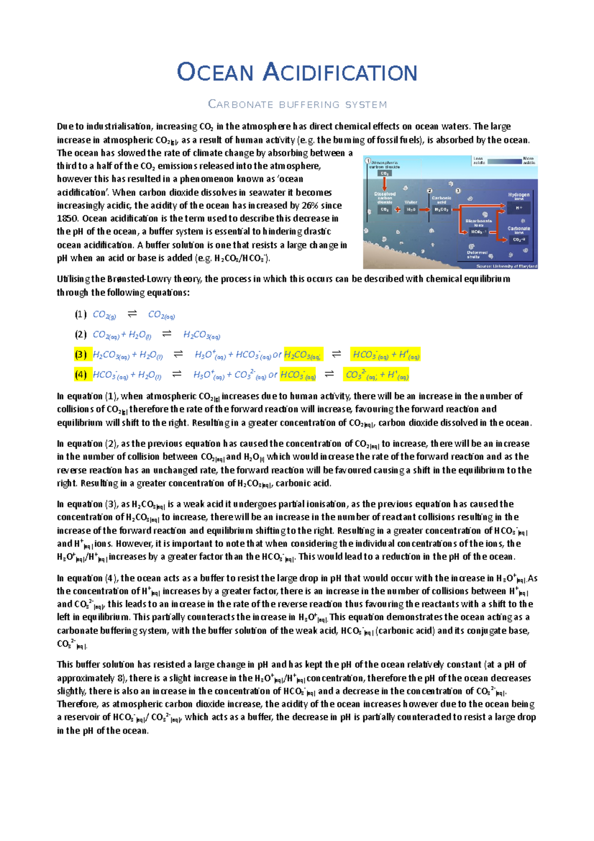 Ocean Acidification Essay, Carbonate Buffering System - OCEAN ...