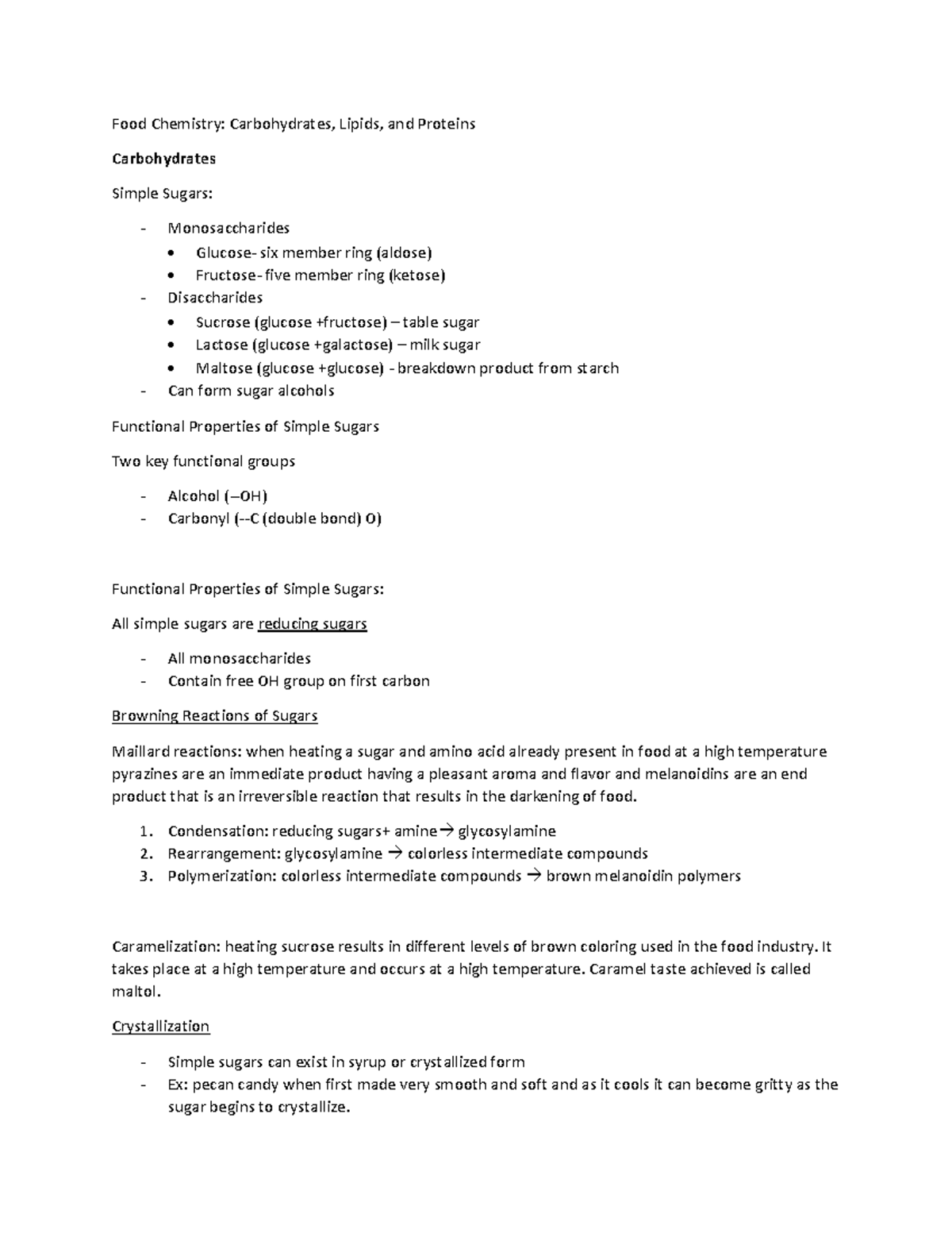 Food Chemistry- NFS 2000 - Food Chemistry: Carbohydrates, Lipids, and ...