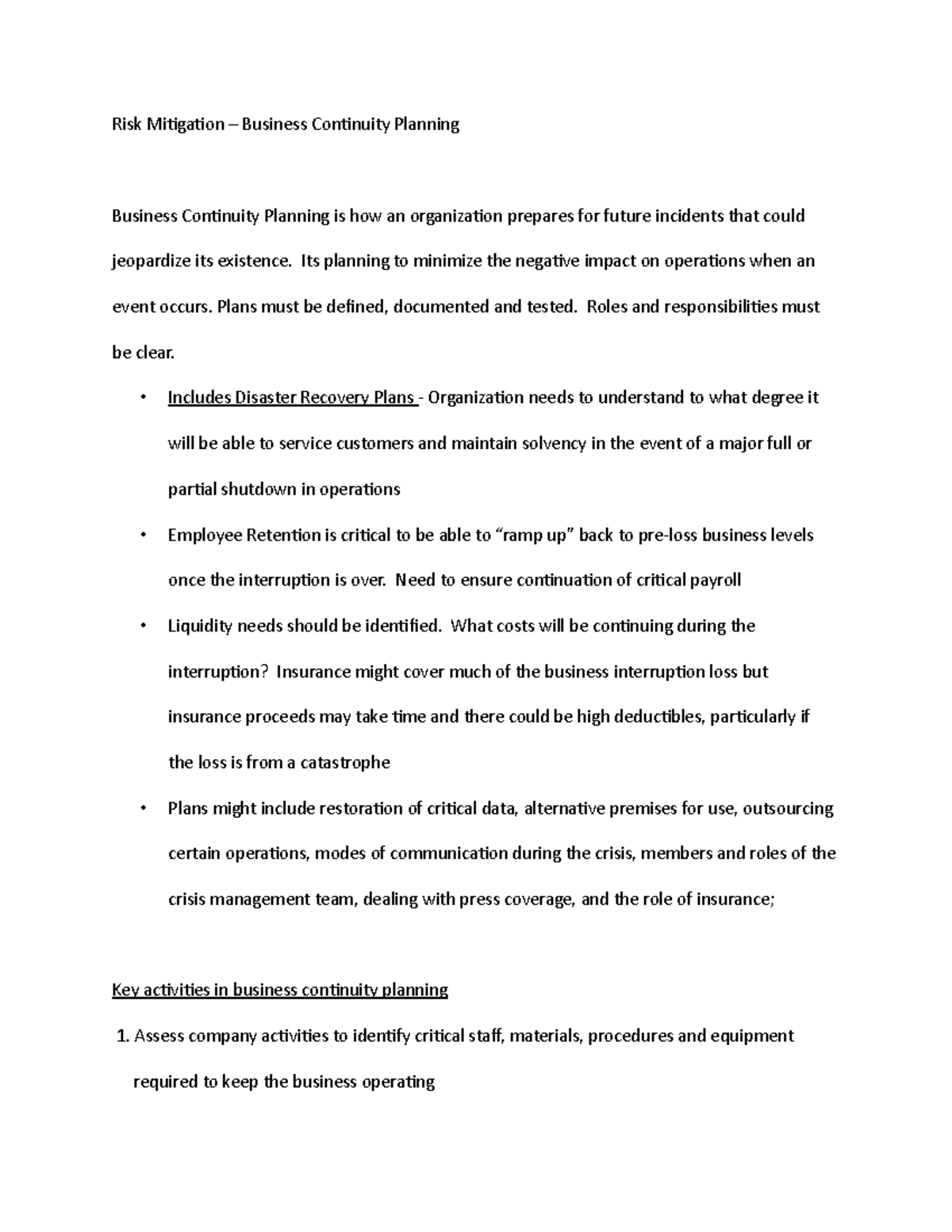 Risk Mitigation - Lecture notes 38 - Risk Mitigation – Business ...