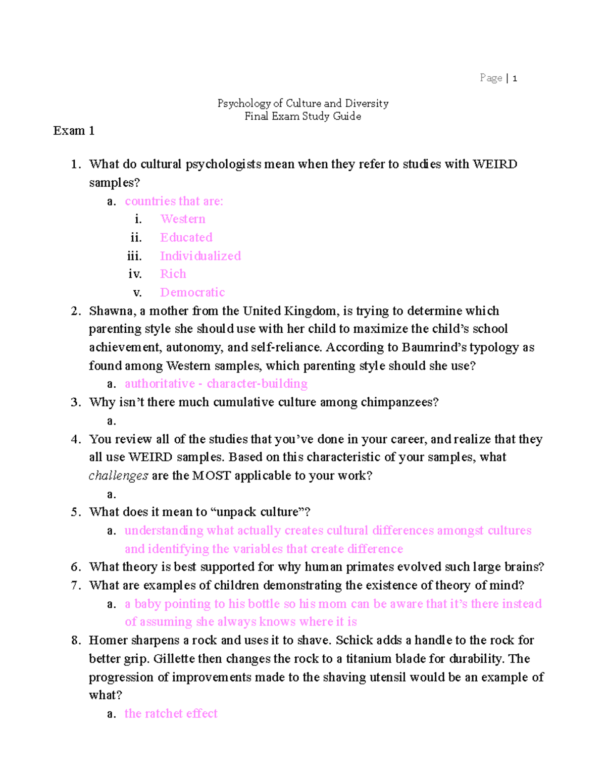 Lecture Notes, Lectures 1-14 - Final Exam Notes - Page 1 Psychology of ...
