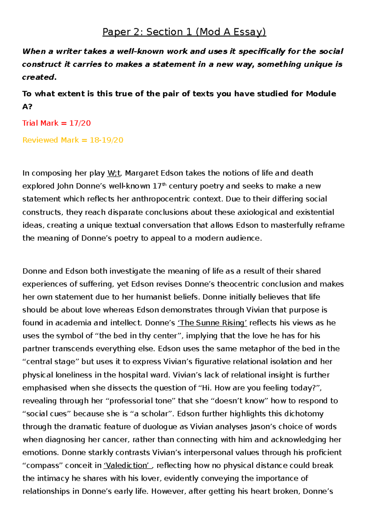 Mod A Trials 2022 Essay - Paper 2: Section 1 (Mod A Essay) When a ...