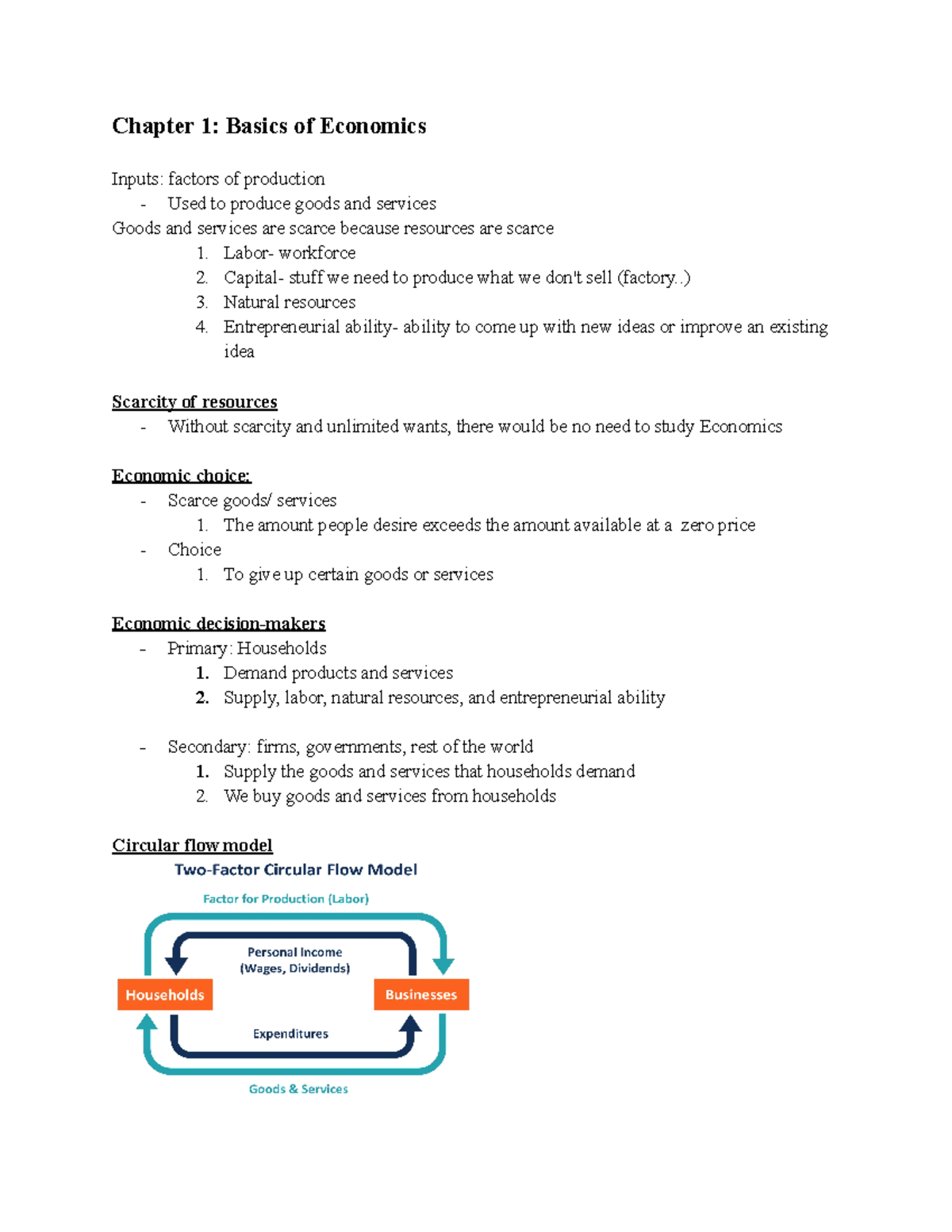 ECO 284 Lecture and Chapter notes - Chapter 1: Basics of Economics ...