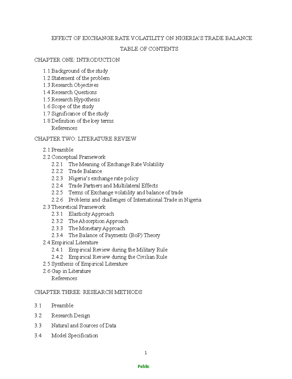 NEW Effect OF Exchange RATE Volatility ON Nigeria Chapter 1 - EFFECT OF ...