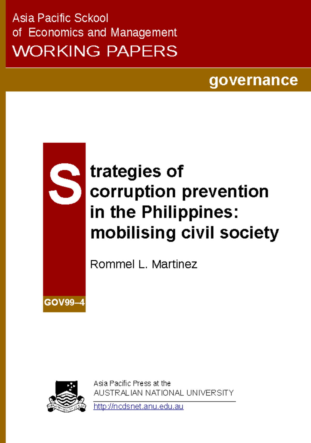 Gov99-4 - Strategies to fight corruption - Asia Pacific Sckool of ...