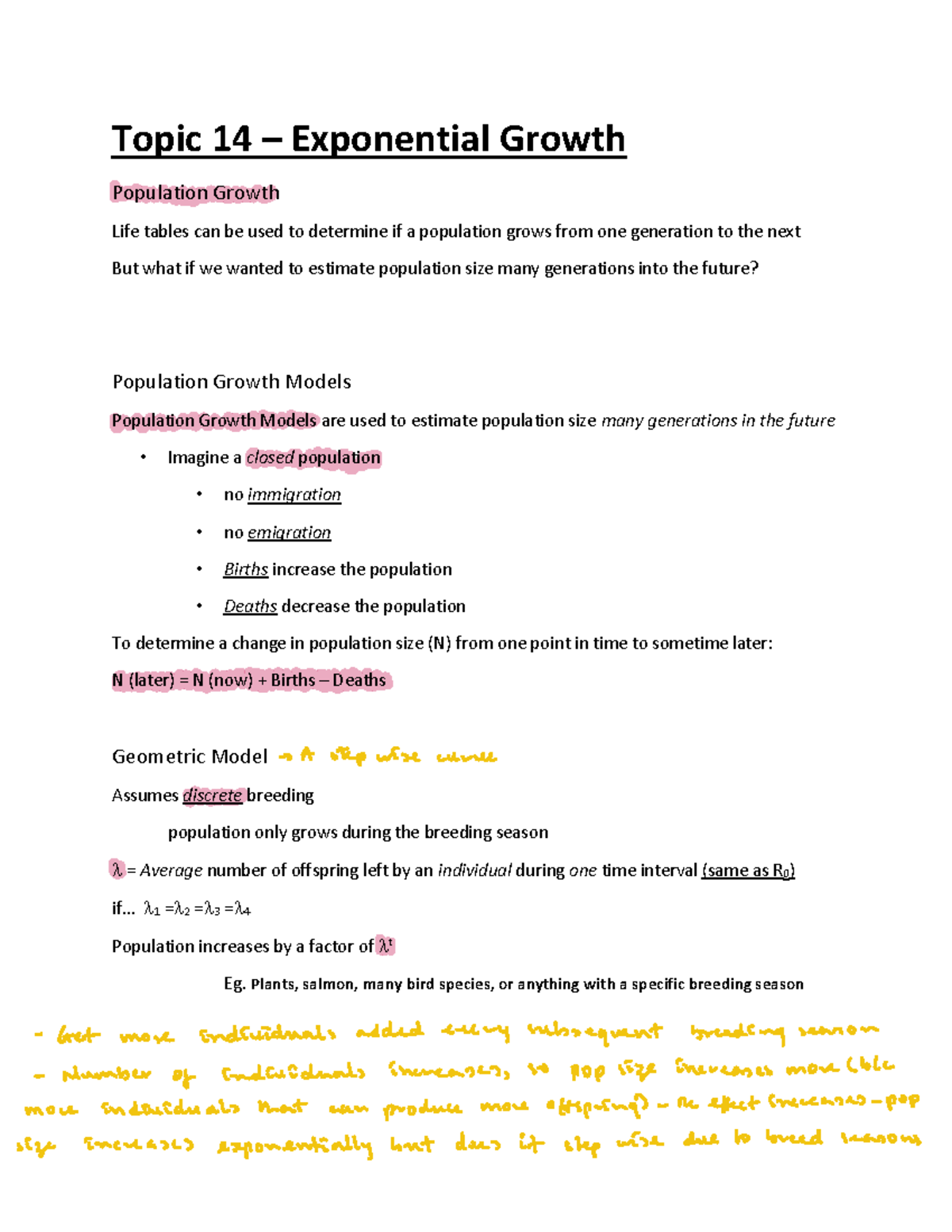 Topic 14 - Exponential Growth - Topic 14 – Exponential Growth ...