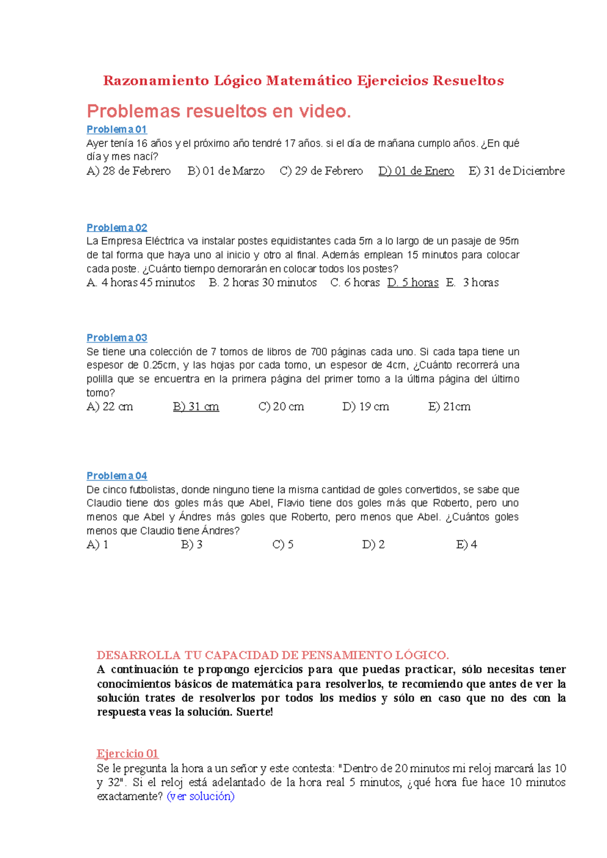 Razonamiento Logico Matematico Ejercicios Resueltos - Razonamiento ...