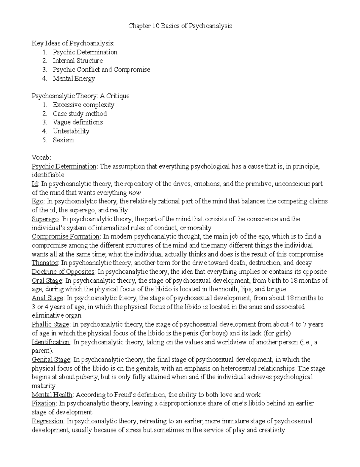 Chapter 10 Basics of Psychoanalysis - Chapter 10 Basics of ...