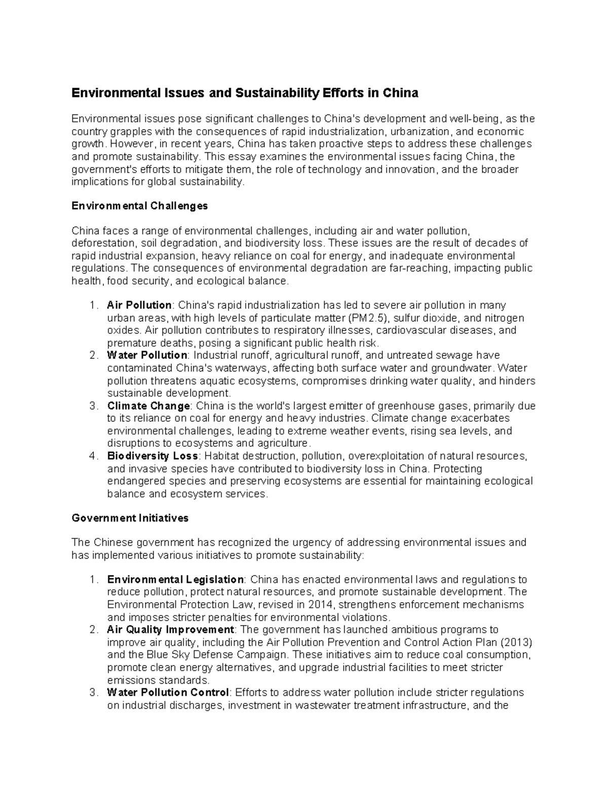 Environmental Issues and Sustainability Efforts in China ...