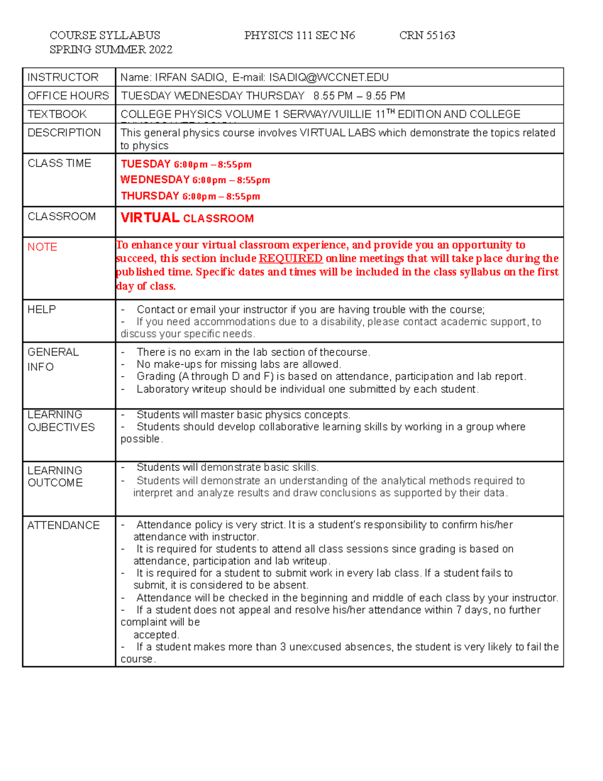 PHY 111 Virtual Course Syllabusschedule CRN 55163- Spring Summer- SEC ...
