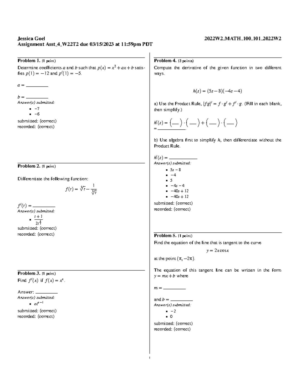 2022W2 MATH 100 101 2022W2 - Jessica Goel 2022W2 MATH 100 101 2022W ...