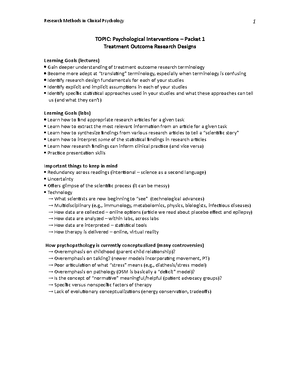 Clinical Significance Packet 4 - TOPIC: Psychological Interven6ons ...