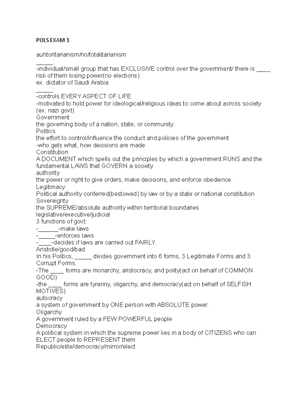 POLS EXAM 1 - POL/SCI study guide with answers/practice - POLS EXAM 1 ...