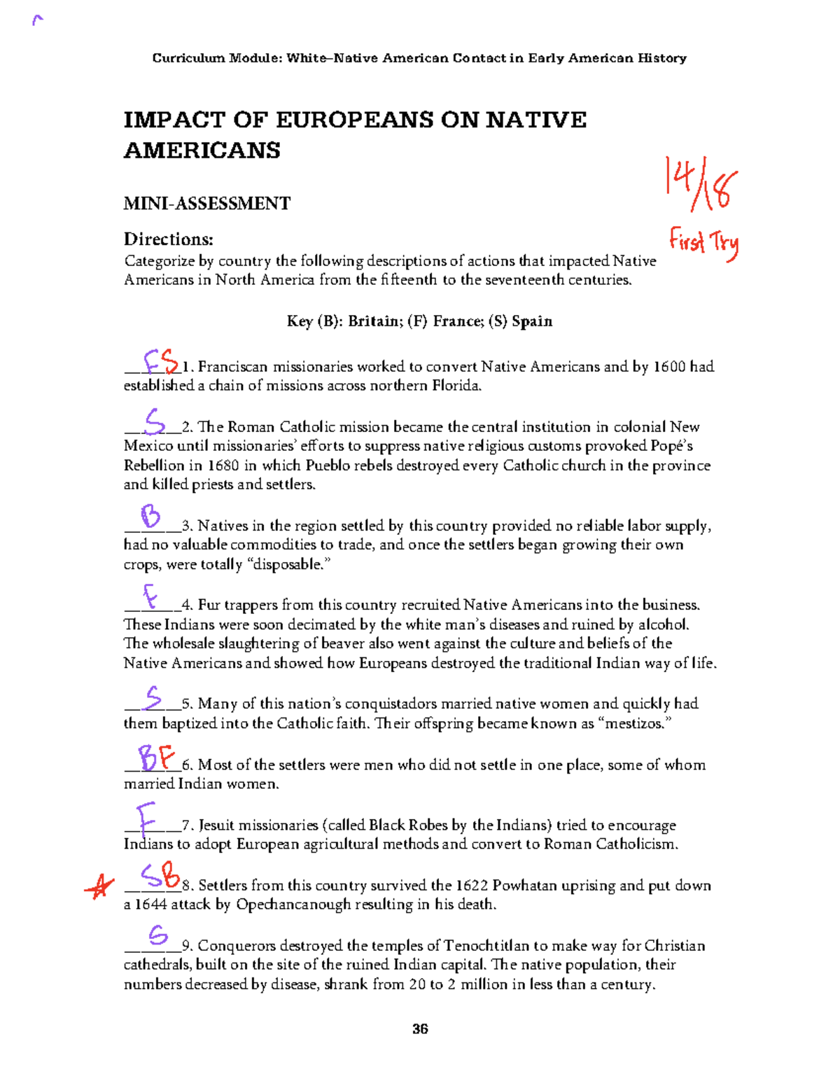 Impact of Europeans on Native Americans - Curriculum Module: White ...