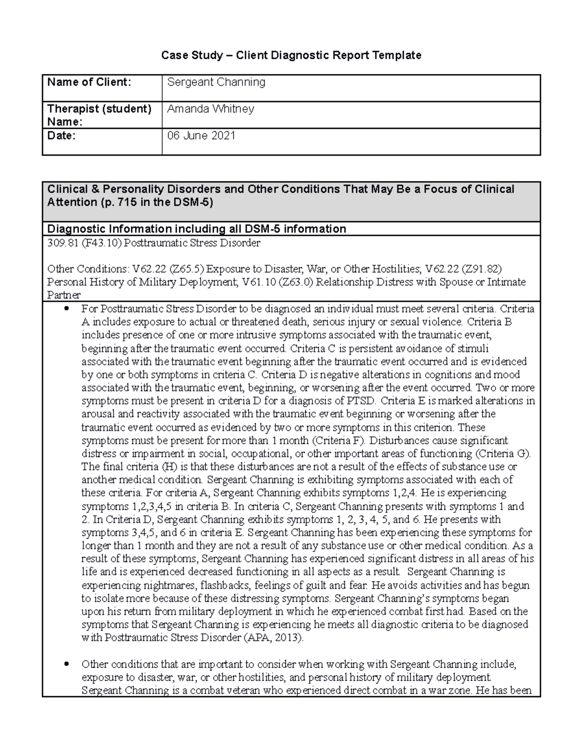 Case study 2 week 2 - Case Study – Client Diagnostic Report Template ...