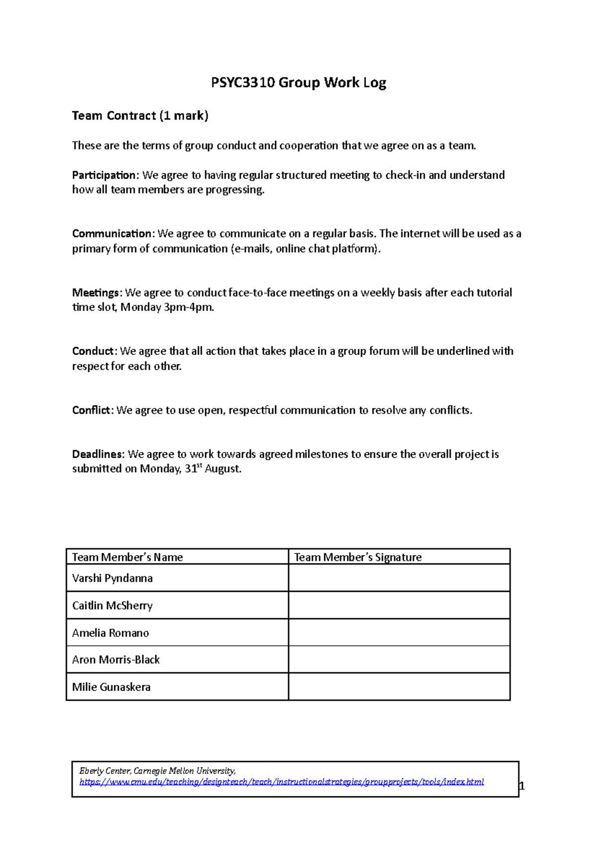 Group Work Log - PSYC3310 Research Proposal Marking Guide-2 - PSYC3310 ...