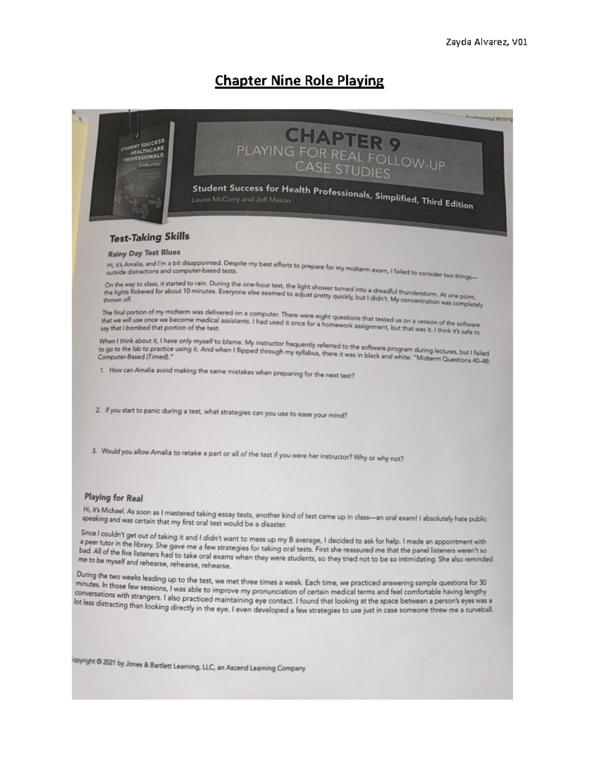 Chapter nine - homework, binder, case studie. - Chapter Nine Role Playing Chapter Nine Role ...
