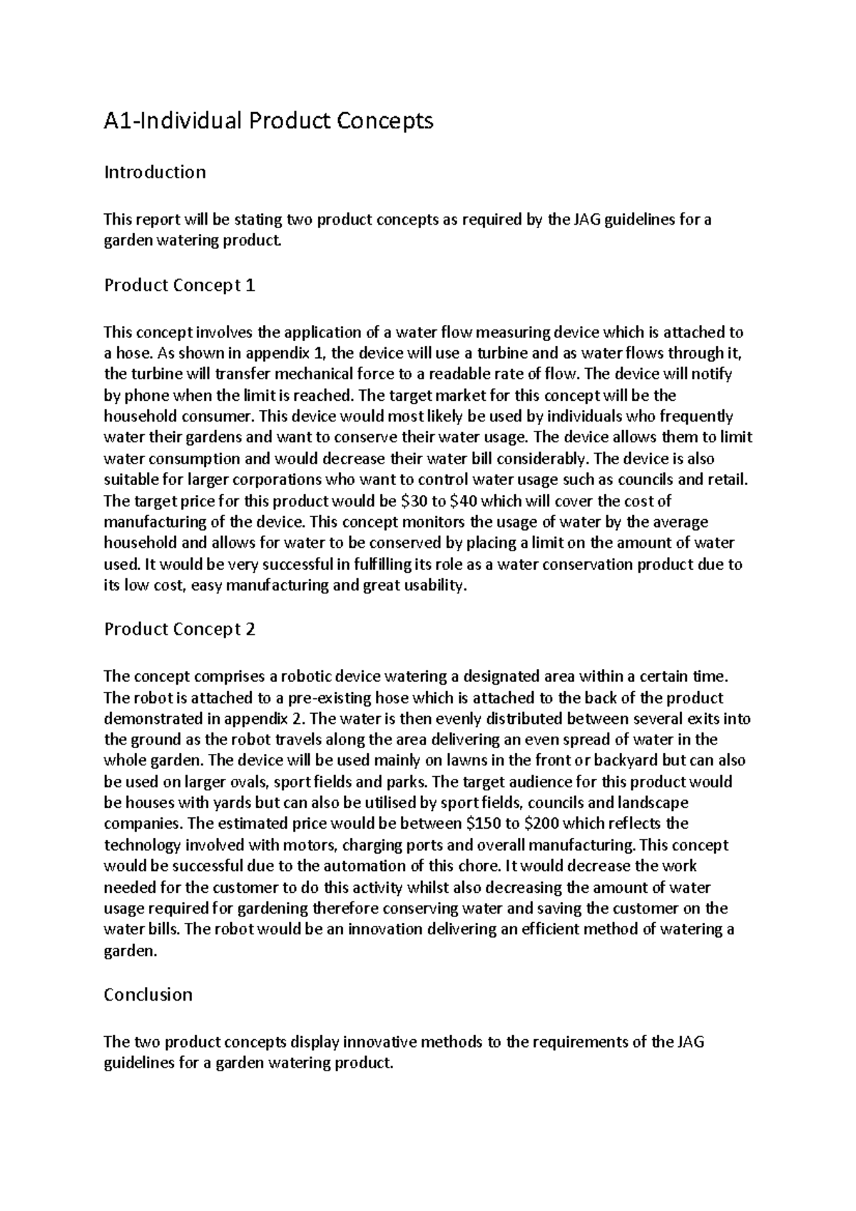 A1-Product Concept - Part 1 of the main assignment for whole semester ...