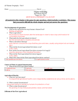 Agriculture Vocabulary - KEY TERM DEFINITION Significance World Region ...