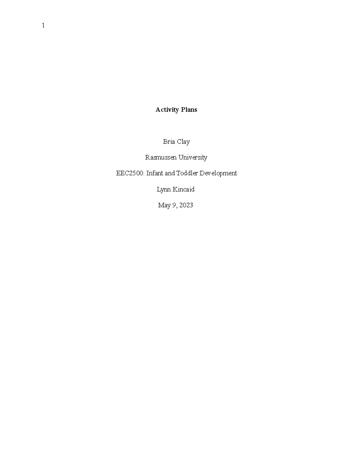 BClay Activity Plans 05092023 - Activity Plans Bria Clay Rasmussen ...