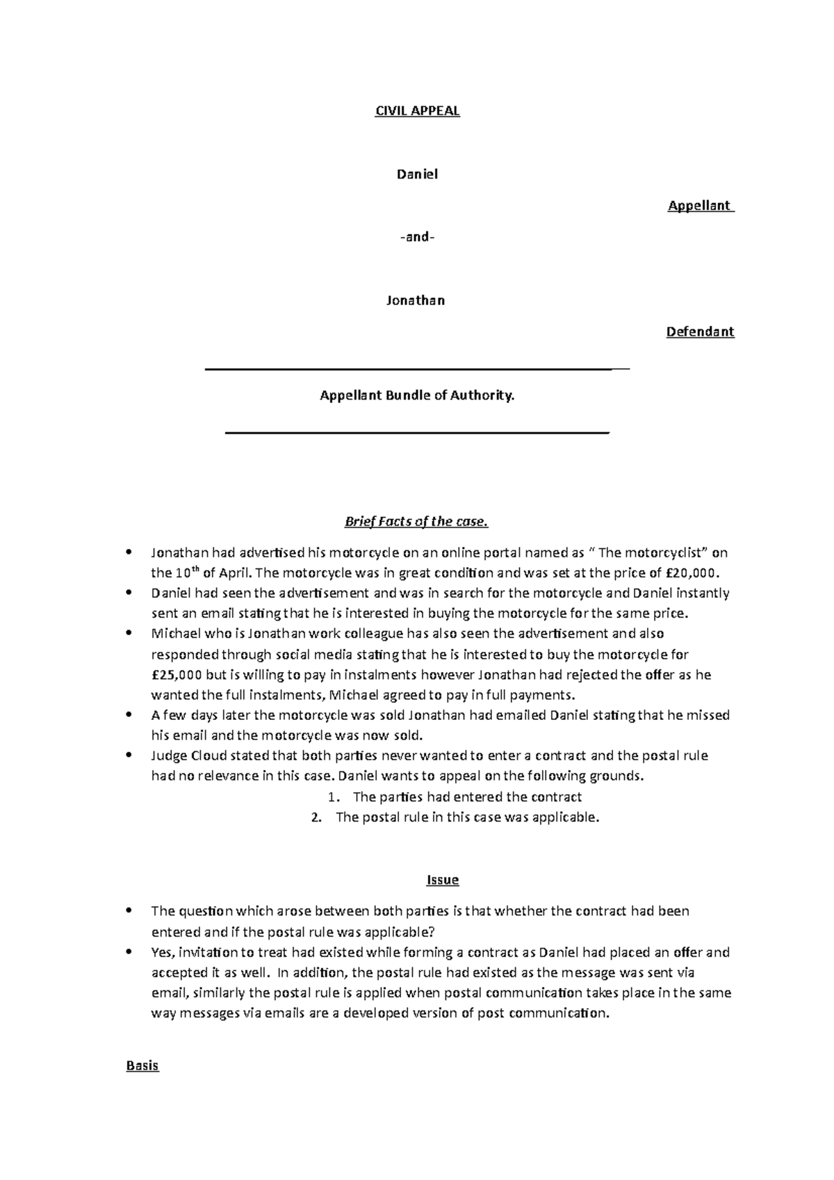 Bundle of authority - daniel - CIVIL APPEAL Daniel Appellant -and ...
