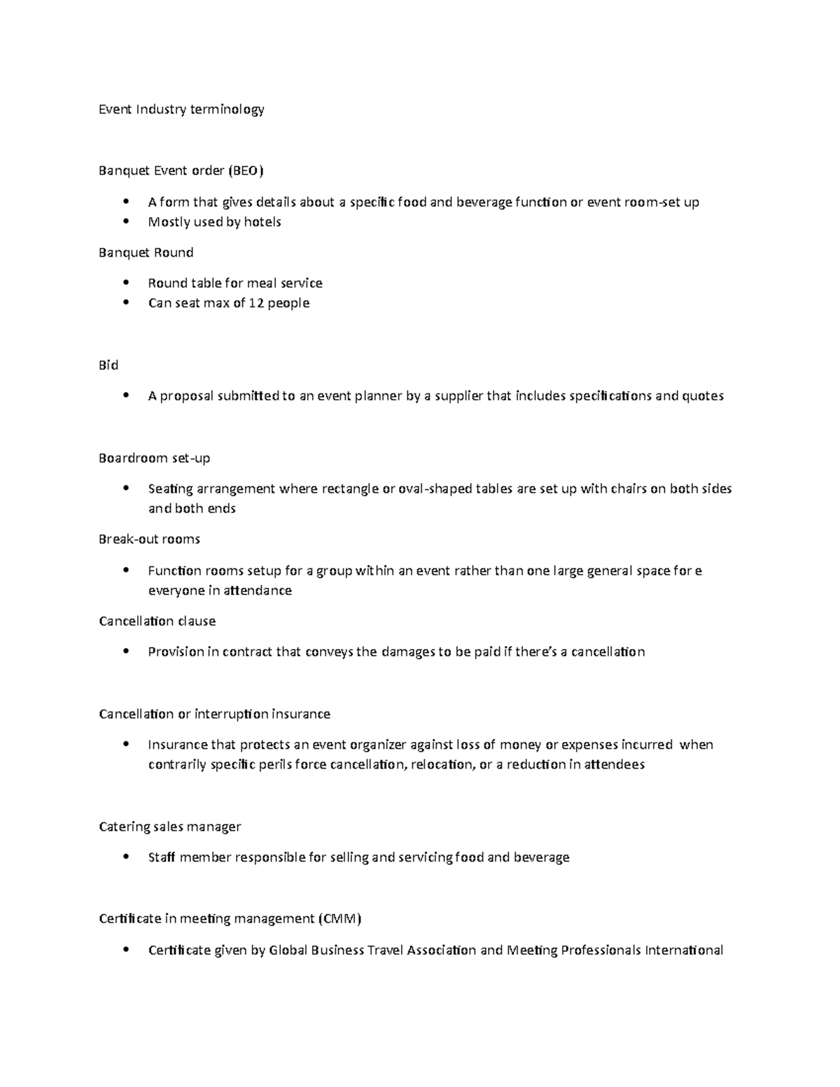 Event Industry terminology A-C - Event Industry terminology Banquet ...