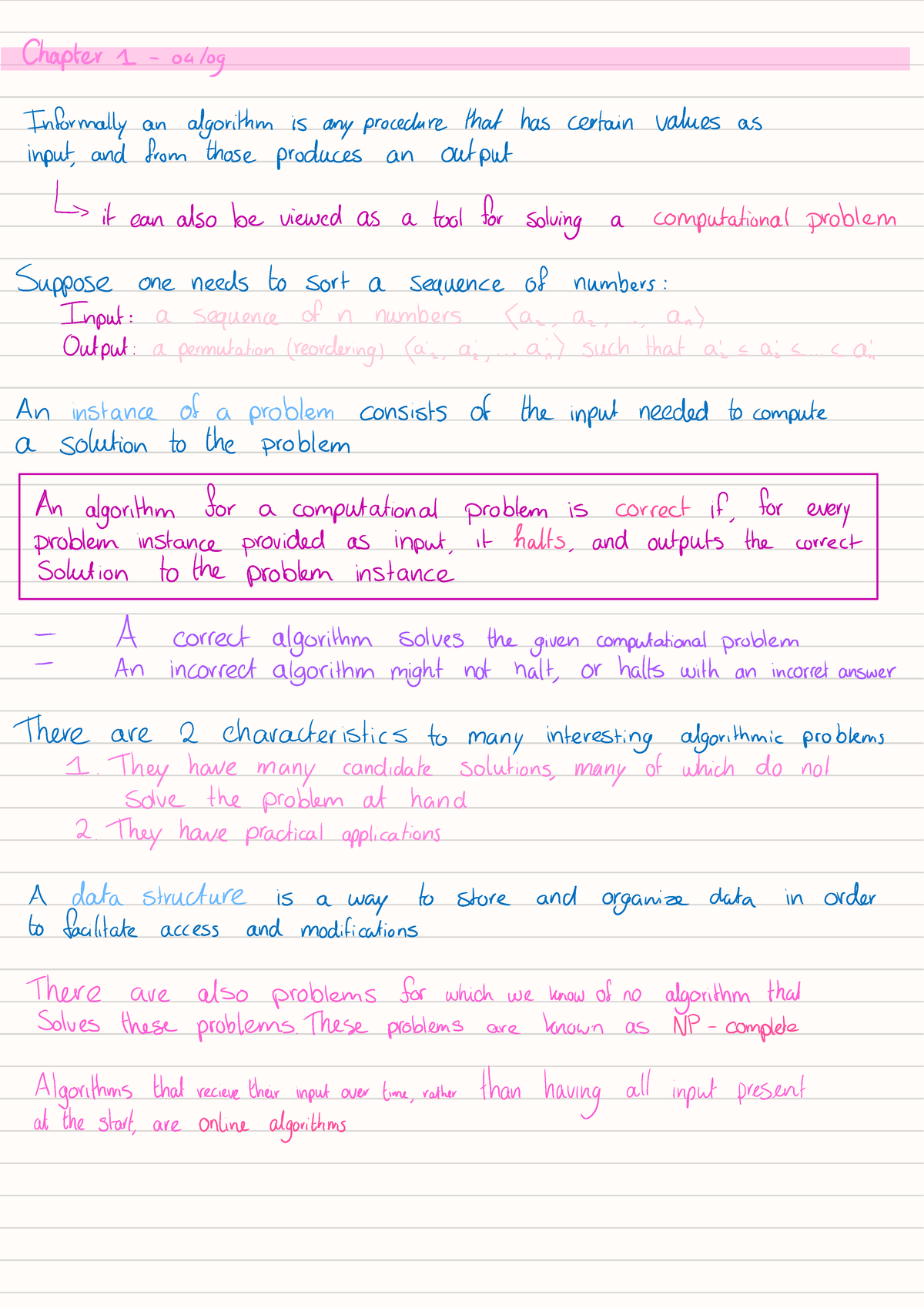 2IHA10 book notes - Formal algorithm analysis for premaster - Studeersnel