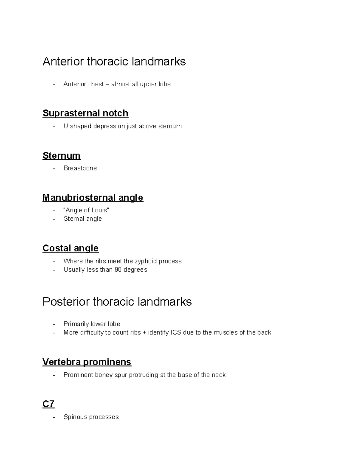 Session 4 - Health Assessment WEEK 4 - Anterior thoracic landmarks ...