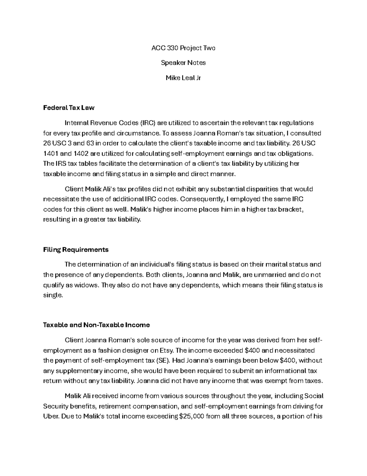 ACC 330 Project Two (Speaker Notes) - ACC 3 30 Project Two Speaker ...
