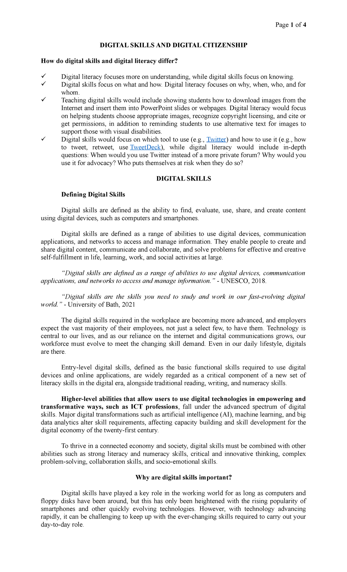 Digital Skills Written Report - DIGITAL SKILLS AND DIGITAL CITIZENSHIP ...