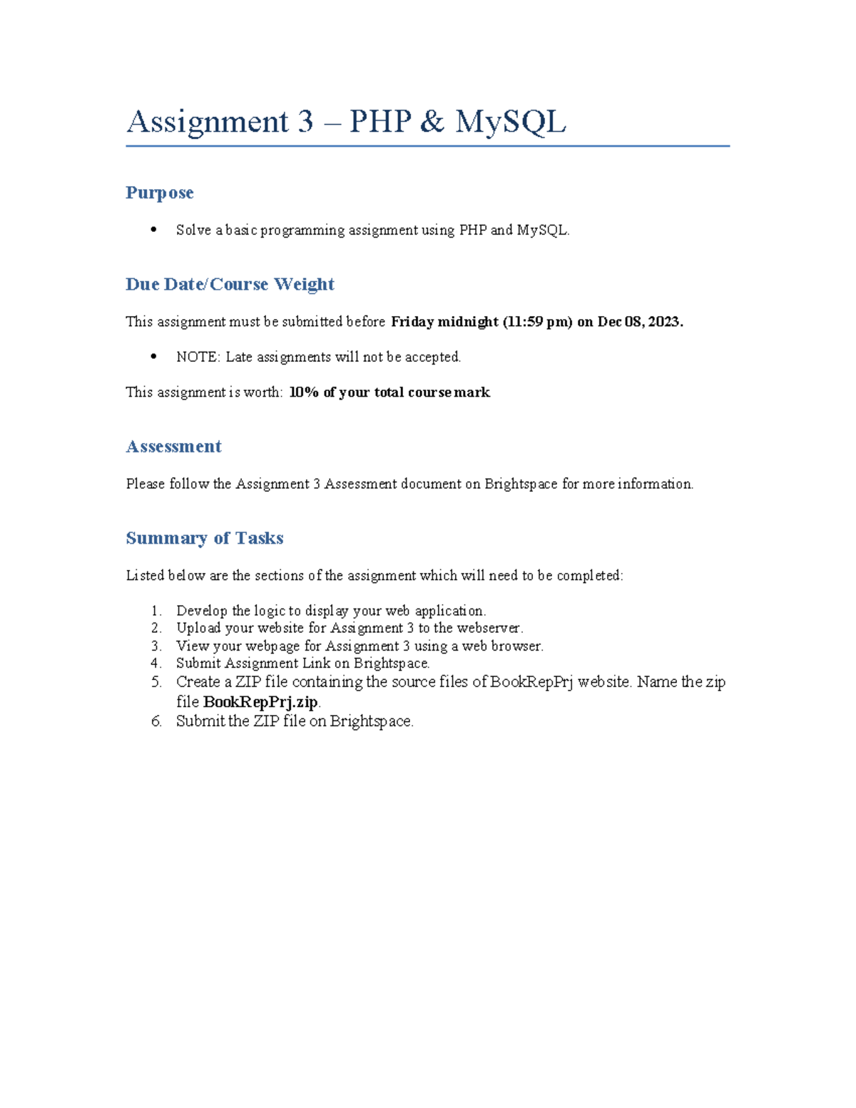 Assignment 3-PHP,My SQL - Assignment 3 – PHP & MySQL Purpose Solve a basic programming - Studocu