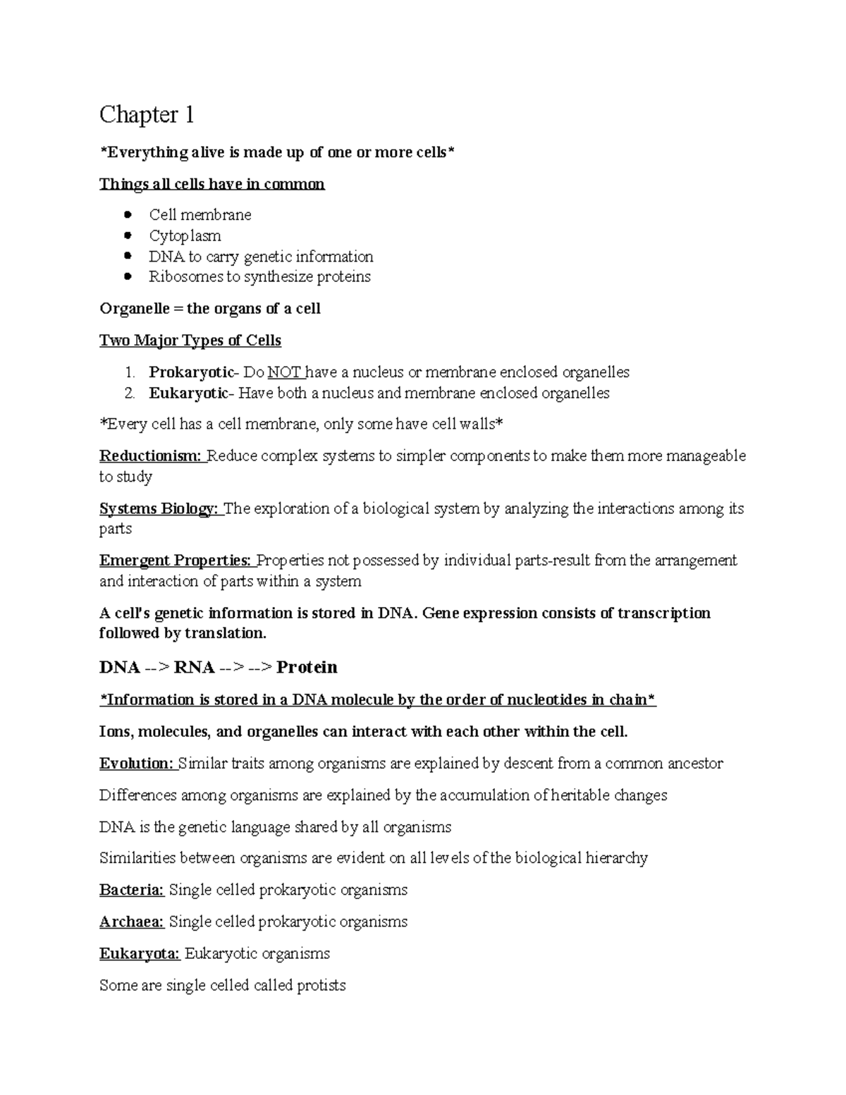 SLCC BIOL1610 Lecture 1 Notes - Chapter 1 Everything alive is made up ...