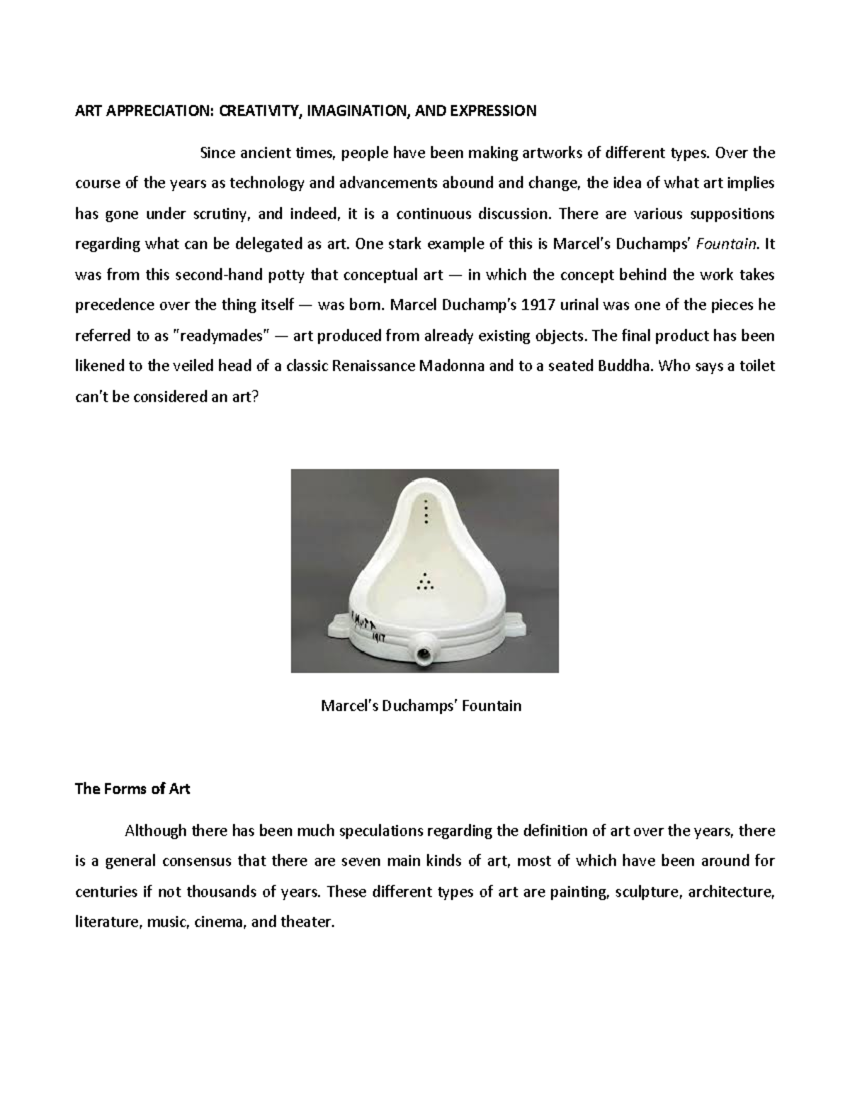 Art App about Ancient AArts - ART APPRECIATION: CREATIVITY, IMAGINATION, AND EXPRESSION Since ...