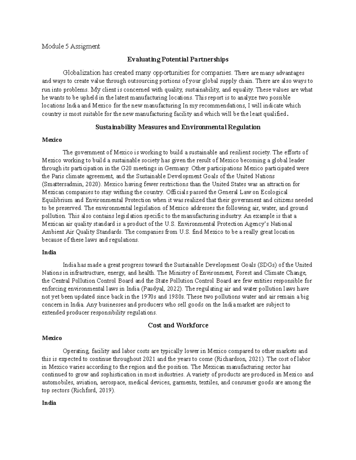 QSO module 5 assigment - Module 5 Assigment Evaluating Potential ...