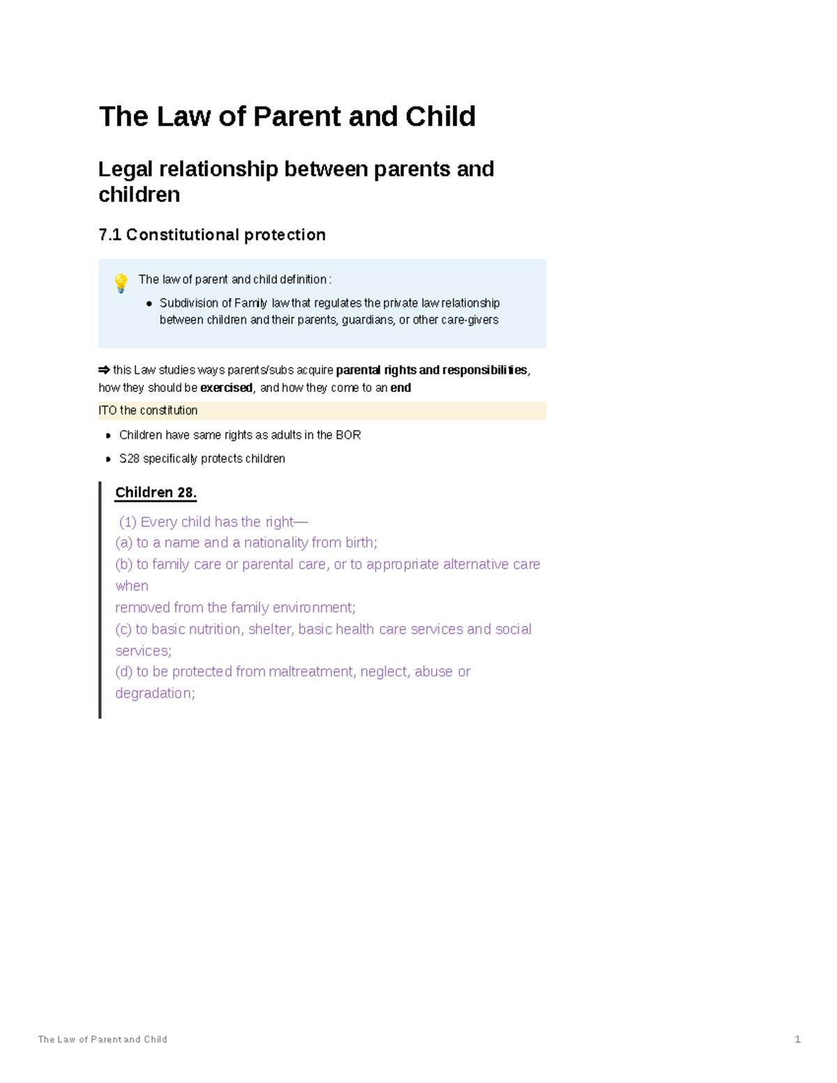 The Law of Parent and Child - The Law of Parent and Child Legal ...