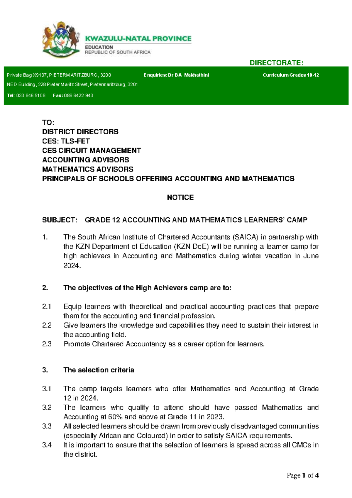 Saica Camp for Accounting and Maths Notice for 21- 29 June 2024 final ...