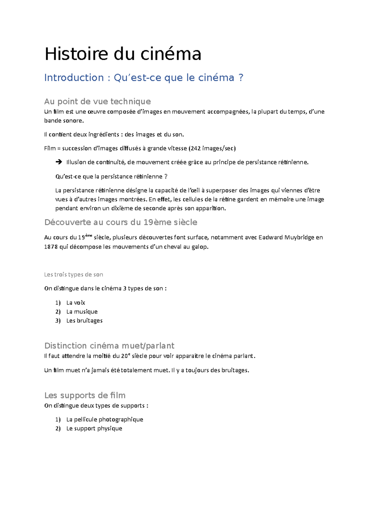 Histoire du cinéma - Histoire du cinéma Introduction : Qu’est-ce que le ...