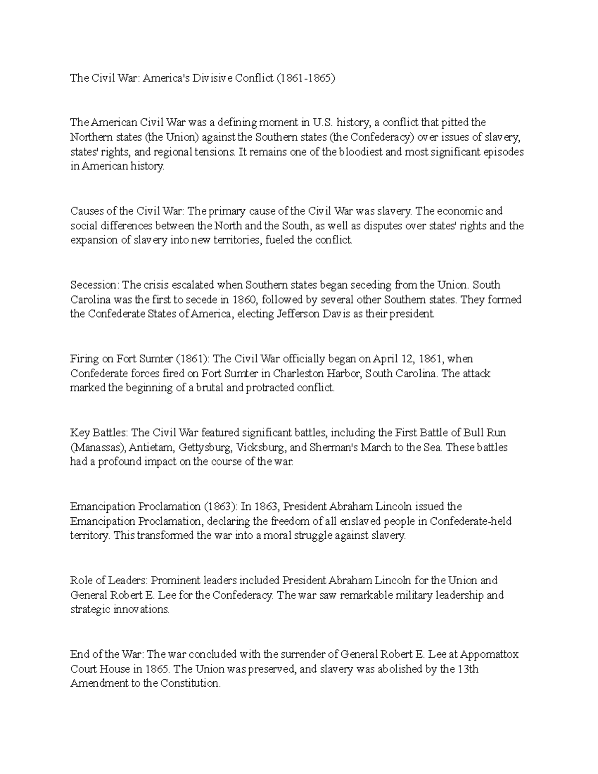 America's Divisive Conflict - history, a conflict that pitted the ...