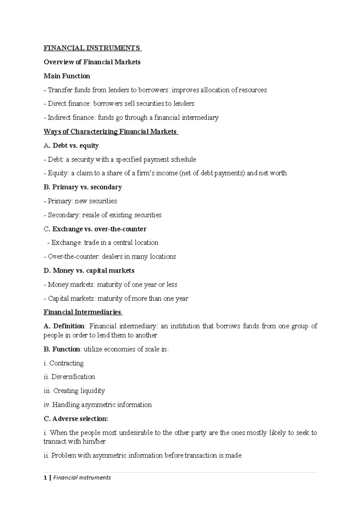 Financial instruments - FINANCIAL INSTRUMENTS Overview of Financial ...