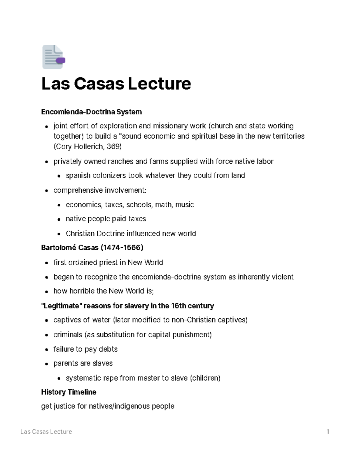 Las Casas Lecture - Studocu