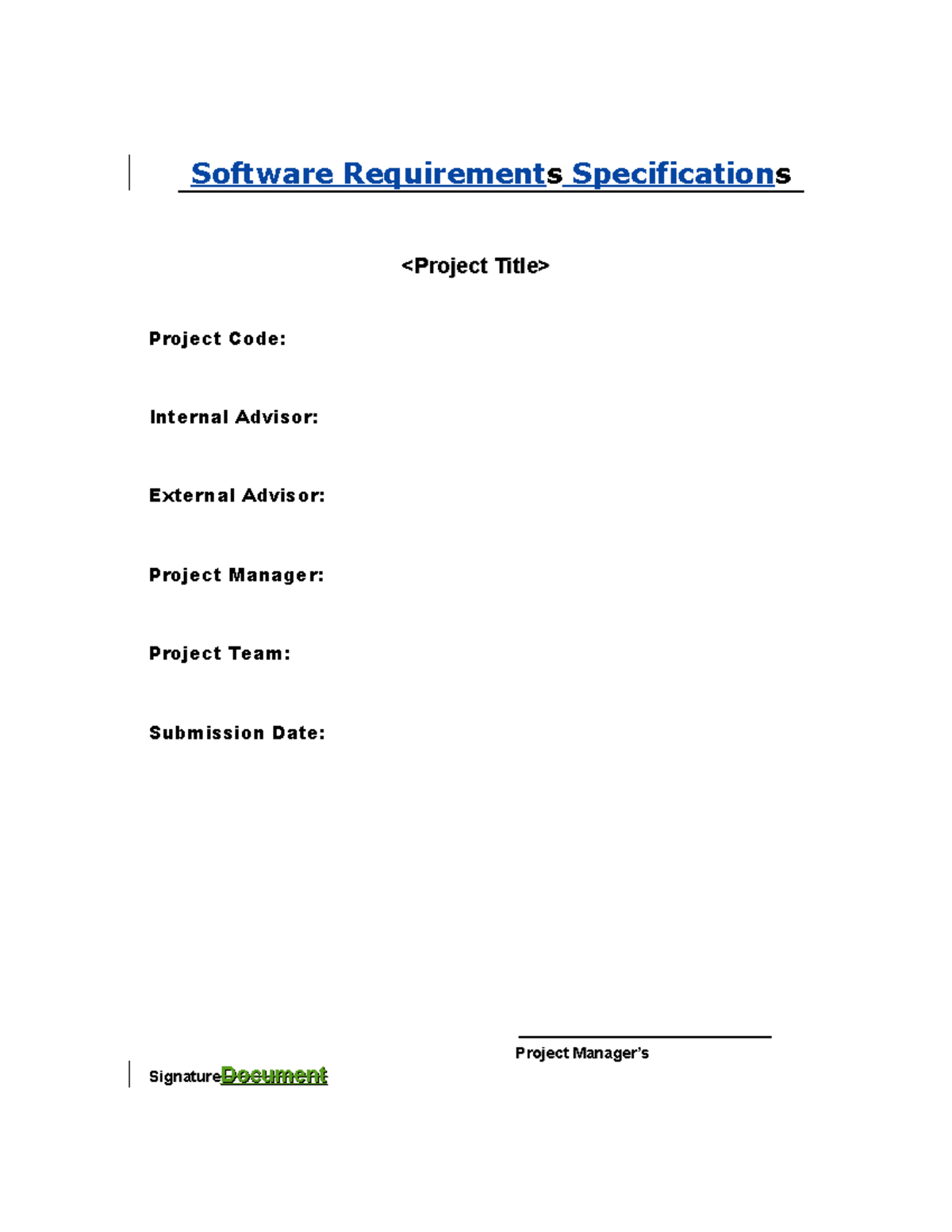 Software Requirements Specifications (Template) - Software Requirements ...