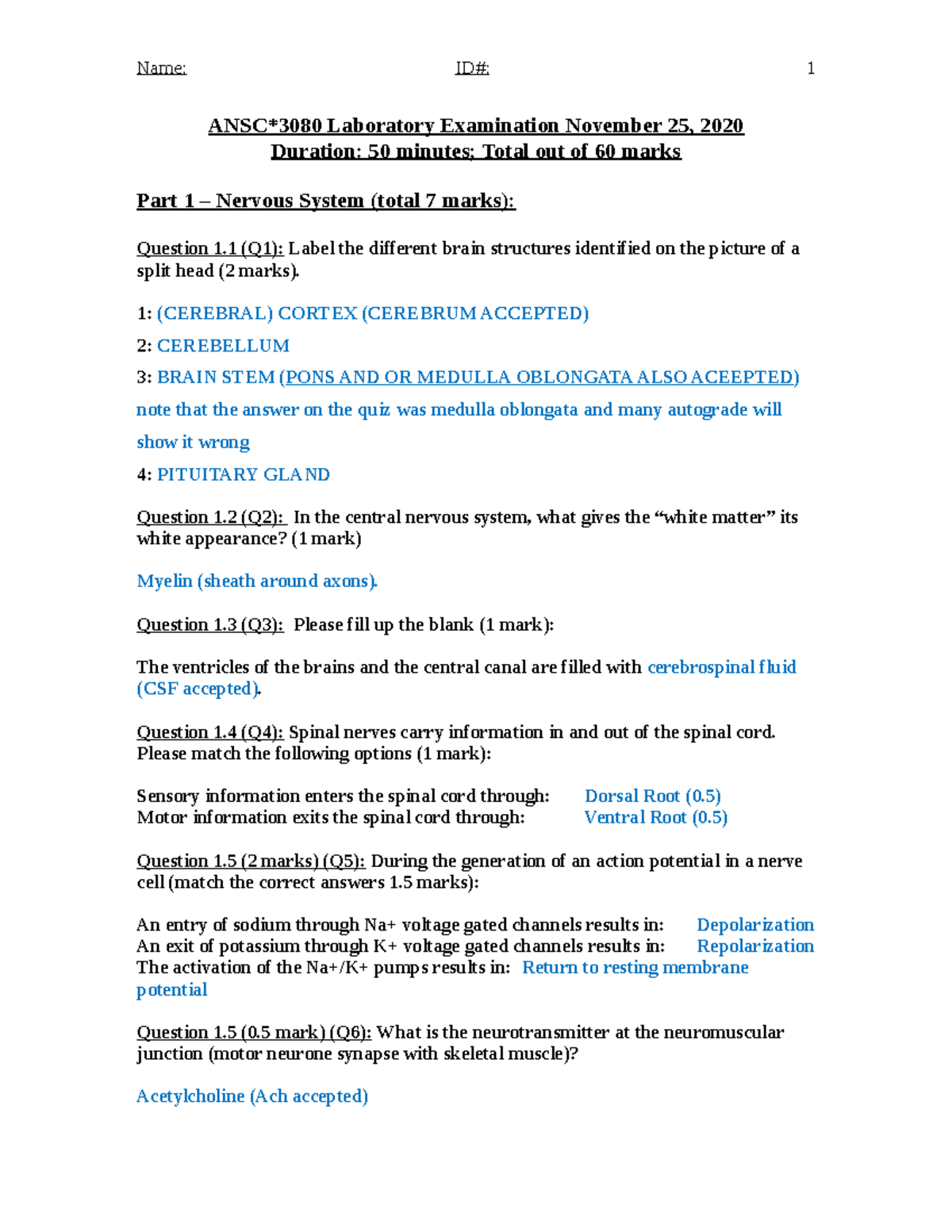 practice Lab exam - ANSC*3080 Laboratory Examination November 25, 2020 ...