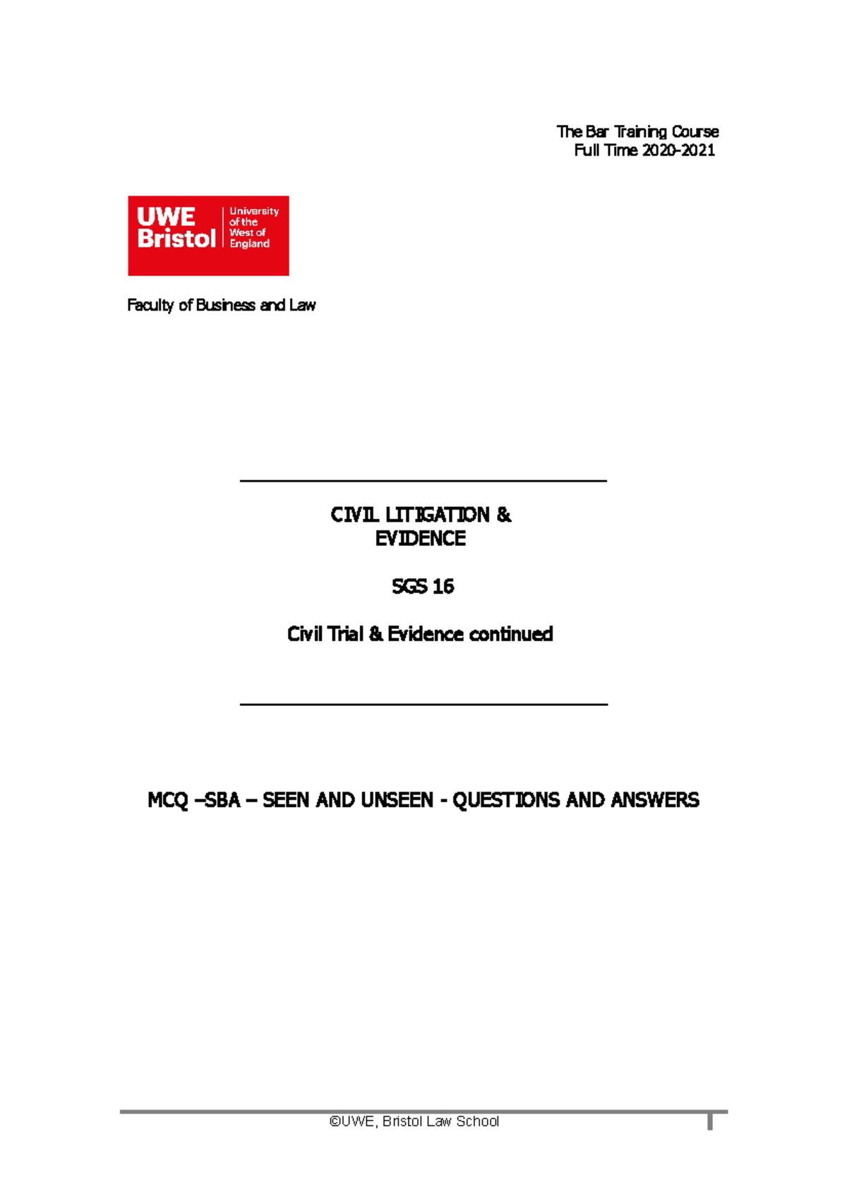 SGS 16 Answers TO SEEN AND Unseen Questions 7 - The Bar Training Course ...