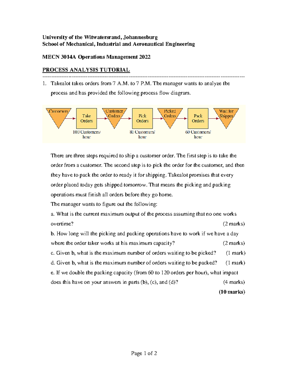 Process Analysis Tutorial - Page 1 of 2 University of the Witwatersrand ...