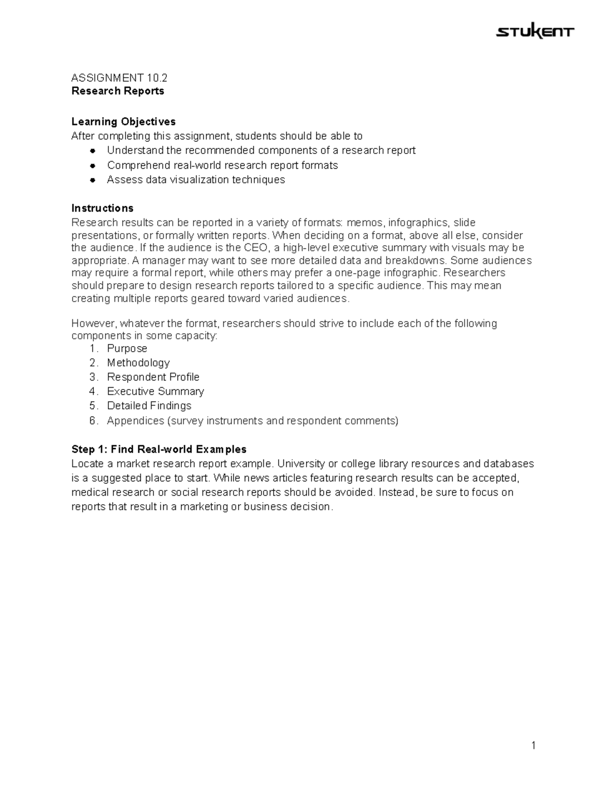 Assignment 10.2 Research Reports (Student Version) - ASSIGNMENT 10 ...